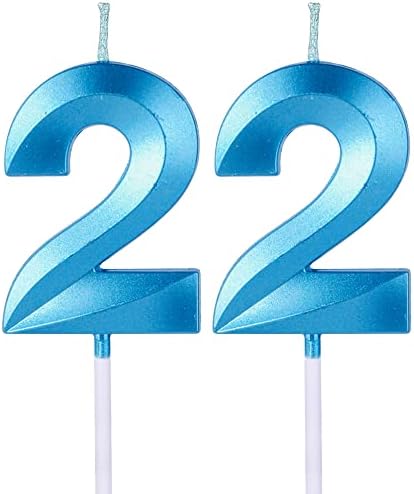 Amazon.com: Blue 22nd Birthday Candles for Cakes, Number 22 Candle Cake ...
