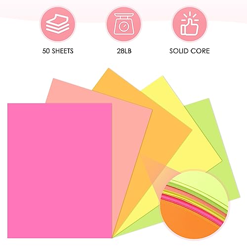 Snapklik.com : 50 Sheets Neon Colored Copy Paper 8.5 X 11 Assorted ...