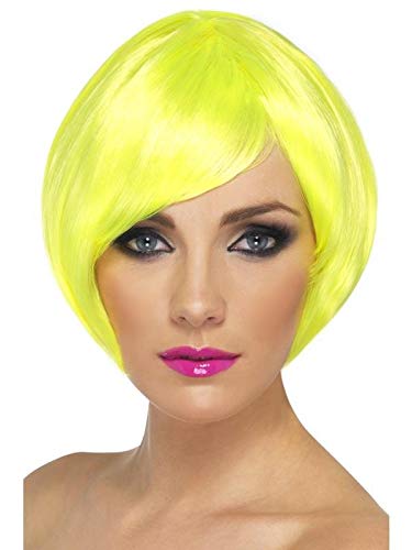 Amazon.com: Smiffys Short Babe Neon Yellow Bob Costume Wig : Clothing ...