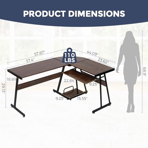 Snapklik.com : Computer Desk, Reversible L Shaped Corner Table, Home ...