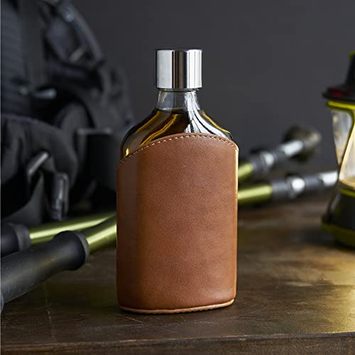 Snapklik.com : Viski Parker Leather-Wrapped Flask - Glass Flask Leather ...