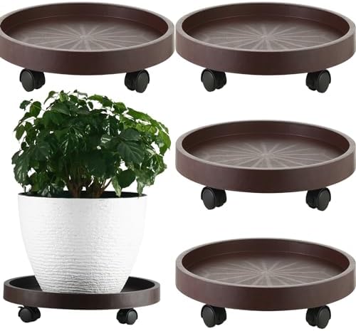 Amazon.com: 4 Packs 14 inch Square Plant Caddy with Wheels Rolling ...
