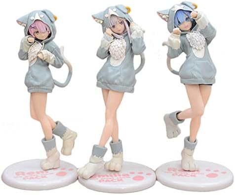 Amazon.com: MABAIUDE 3pcs Re 0 Figure Rem & Ram & Emilia Figure Statue ...