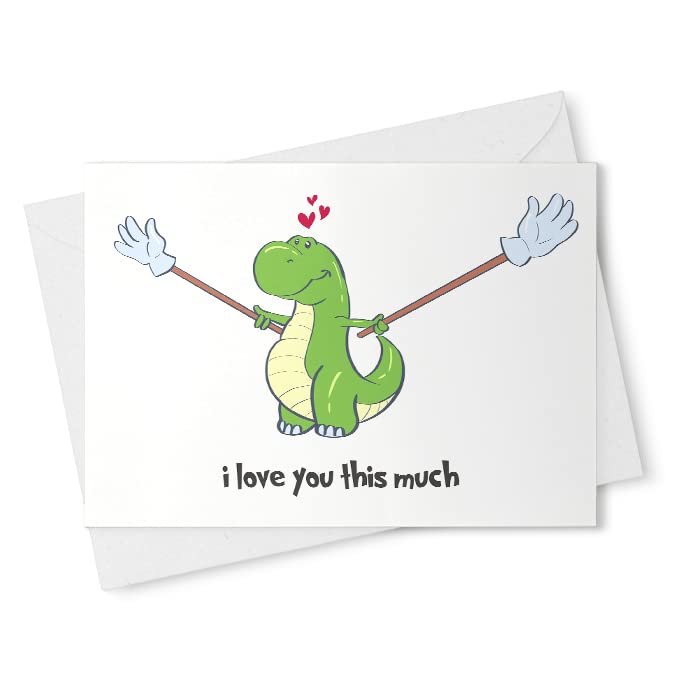 Amazon.com: Cute Dinosaur card - T-rex I love you this much, love card ...