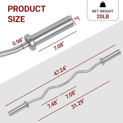 Snapklik.com : Fitvids 2-Inch Olympic EZ Curl Barbell Bar For Weight ...
