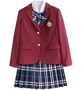 Amazon.com: Japanese School Uniform Costume Red Suit Jacket JK Skirt ...