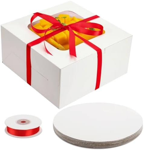 Amazon.com: Mcfleet 20pcs Cake Boxes 10 Inch 10x10x5 White Bakery Boxes ...