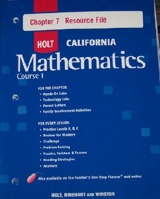 Holt Mathematics California: Chapter Resource File #7 Course 1: Holt ...