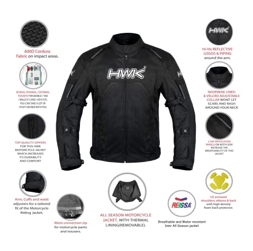 Snapklik.com : HWK Motorcycle Jacket Mens Riding Textile Racing ...