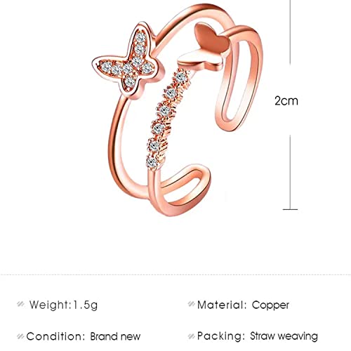 Buy Aarohi jewells Double butterfly Ring Fashion Rose gold Engagement ring diamond opening ...