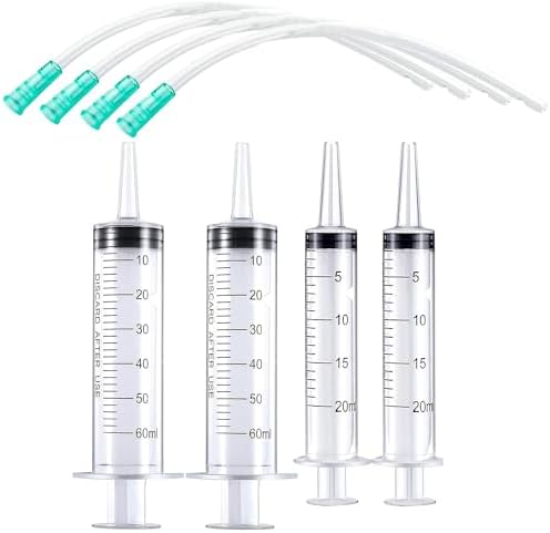 Amazon.com: 4pcs Plastic Syringe with 13inch Tube for Liquids, Oral ...