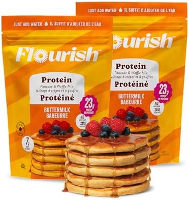 Amazon.com : Flourish Protein Pancake & Waffle Mix, with Whey Protein ...