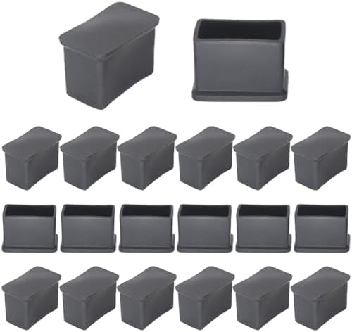 20Pcs 1"x2" (25mmx50mm) Square Rubber Chair Leg Tips Caps, Chair Table ...