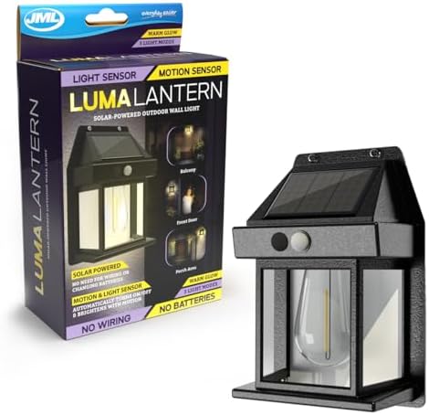 JML Solar Powered Outdoor Luma Lantern - LED Garden Lights with Motion ...