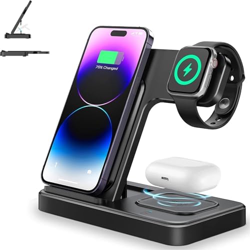 Station de Charge 3 en 1 pour iphone Chargeur sans Fil inductif Pliable ...