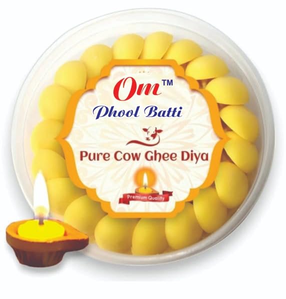 Om Phool Batti 100 Pcs. Cow Ghee Diya Batti for Puja, 30 min Burning ...