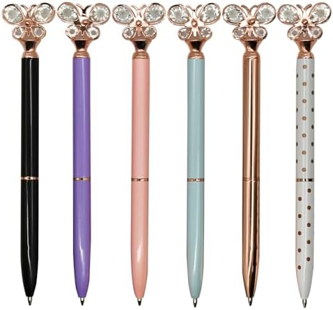 Amazon.com : Lopenle 6 PCS Fashion Butterfly Pens Bling Diamond ...