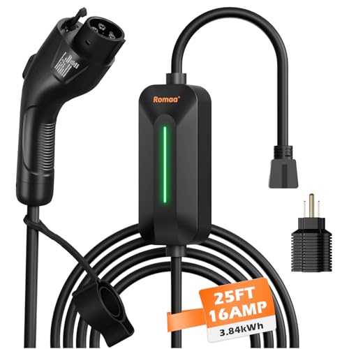 Level 1 EV Charger Portable, 25FT Cable Electric Vehicle Charger, 16A ...