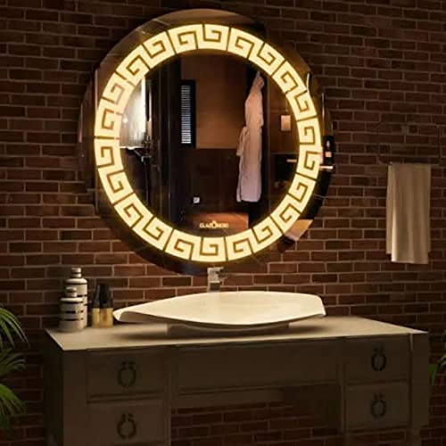 Buy GLASSIFY Glass Round Led Mirror for Bathroom with Warm White ...