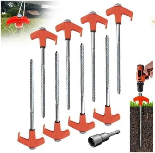 Amazon.com : Tent Stakes Heavy Duty,8" Screw in Tent Stakes,8pc Ground ...