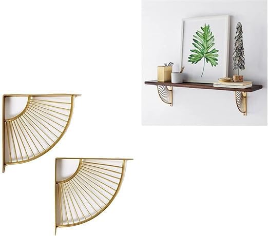 Rose Gold Brass Metal Shelves Bracket Decorative Shelf Brackets Wall ...