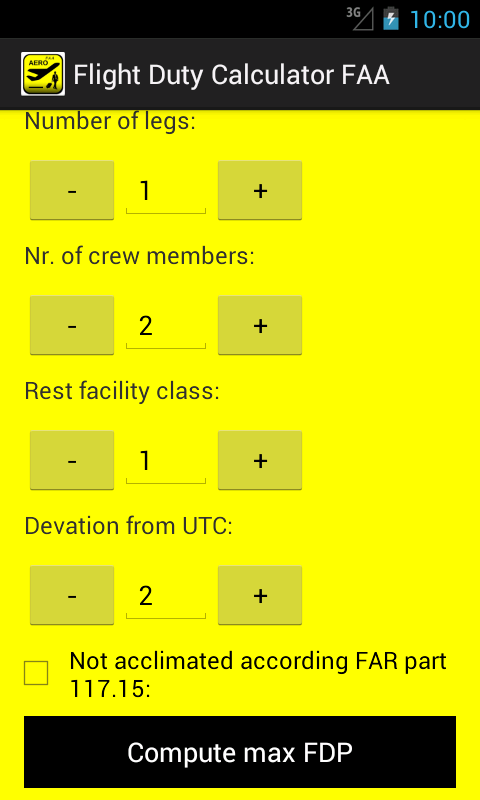 Flight Duty Calculator (FAA) - App on Amazon Appstore