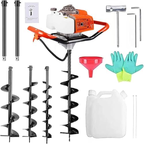 Amazon.com: Jwevvie 72cc 2200W Post Hole Digger Gas Powered Earth Auger Digger with 3 Drill Bit ...