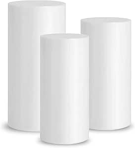 XFVC 3pcs round cylinder pedestal display,white round cylinder stand ...