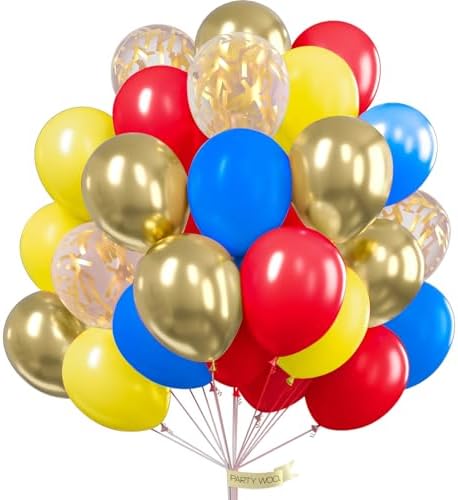 Amazon.com: PartyWoo Red Yellow Blue Balloons 100 pcs 12 Inch Pack of ...