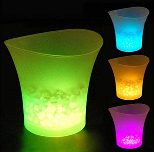 Volwco LED Ice Bucket Color Changing LED Cooler Bucket Double Layer ...