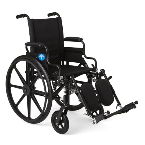 Medline Ultra-Lightweight Wheelchair with Elevating Leg Rests and Flip ...
