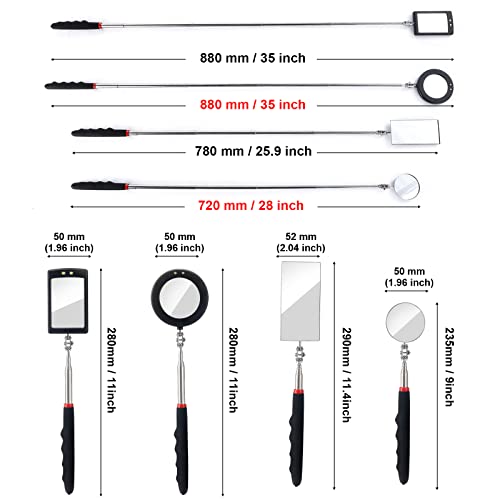 Snapklik.com : KABUDA 4PCS Telescoping Inspection Mirror LED Lighted ...
