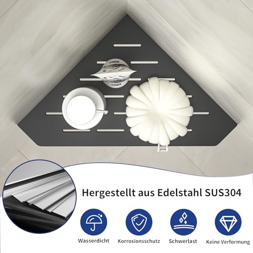 Bernkot Corner Shower Shelf, Black 304 Stainless Steel, 254 mm ...