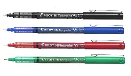 PILOT V5 PEN (BLUE + BLACK+ RED + GREEN) PACK OF 4 : Amazon.in: Office ...