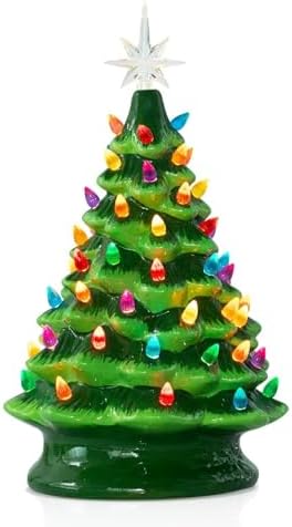Amazon.com: ReLIVE Christmas is Forever Lighted Tabletop Ceramic Tree ...