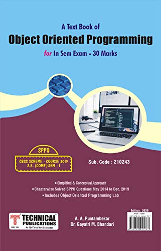 Object Oriented Programming For Sppu 20 Course Se I Comp 210243