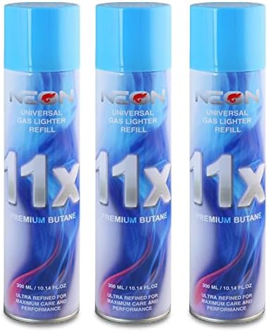 Amazon.com: NEON 11X Butane Refill 300ML 10.14 Oz, Fuel Fluid Lighter ...