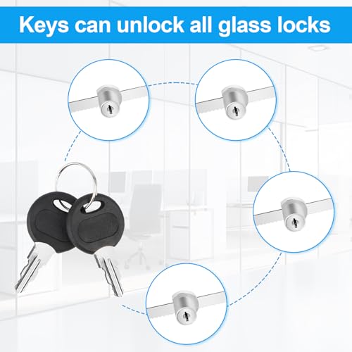 Set of 4 Terrarium Lock with Key, Stainless Steel Sliding Glass Door Lock Rack Lock Glass Lock ...