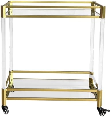 Amazon.com - Muiity Gold Bar Cart, 2-Tier Serving Carts with Wheels ...
