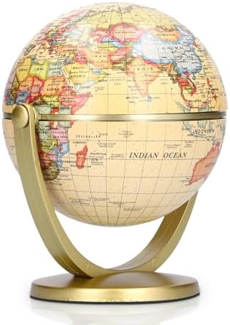 Amazon.com: Mini World Map Globe, Rotating World Globe with Stand ...