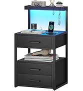 Amazon.com: AOGLLATI LED Nightstand Set of 2 with Charging Station, 2 ...