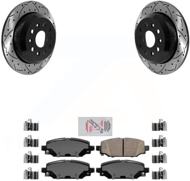 Amazon.com: Transit Auto - Rear Coated Drilled Slotted Disc Brake Rotors And Ceramic Pads Kit ...