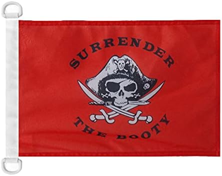 Amazon.com : Pirate Surrender the Booty Red NAUTICAL Flag 18'' x 12 ...