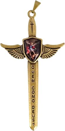 Amazon.com: Saint Michael Sword Pendant | 3" Tall | Quem Como Deus ...