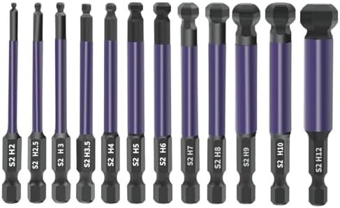 Amazon.com: Saipe 12pcs Ball End Hex Bit Set, 75mm/3" Length Ball End ...
