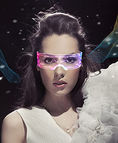 LED Visor Glasses Futuristic Glasses 7 Colors 4 Modes Cyberpunk ...