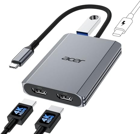 Amazon.com: Acer 4-in-1 USB C Hub, Type C to Dual HDMI Adapter 4K@60Hz ...