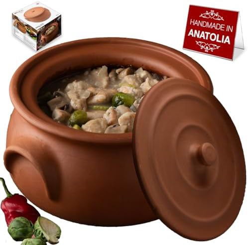 Amazon.com: Hakan Suphan Handmade 7.6-Quart Large Clay Cooking Pot with ...