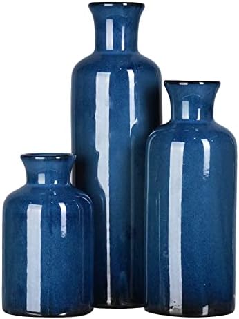 Amazon.com: FoldTier Set of 3 Blue and White Vase Decorative Ink Splash ...