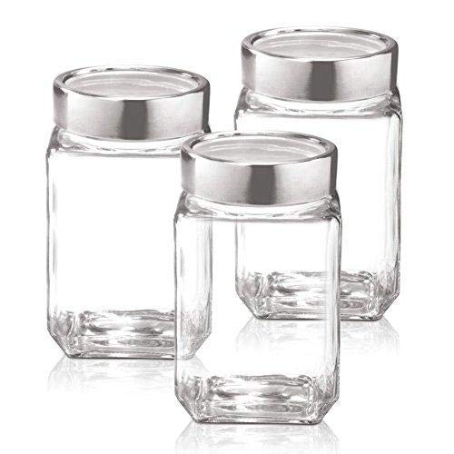 KIVA Shape Glass Canister Kitchen Food Storage Jar with Airtight Lid ...